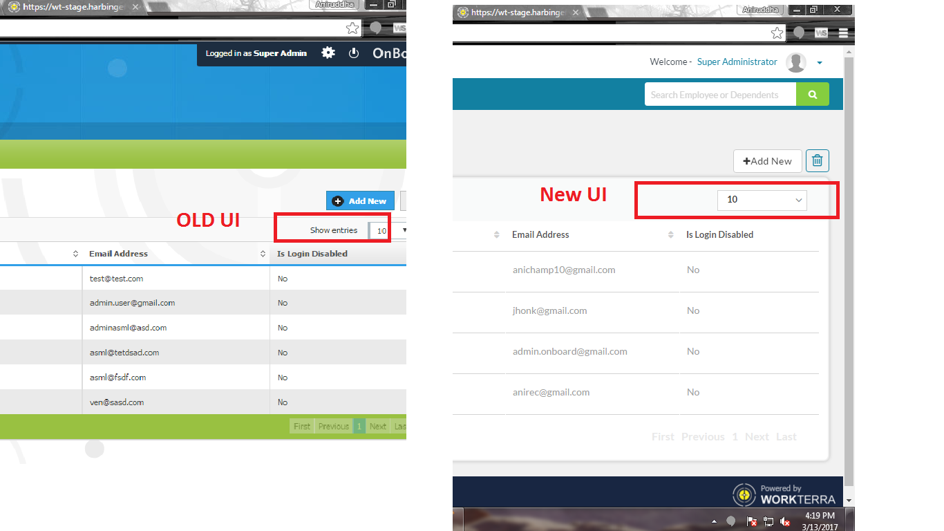 [NF-482] New UI > Admin Users > Show Entries Label is missing on New UI - Workterra Jira